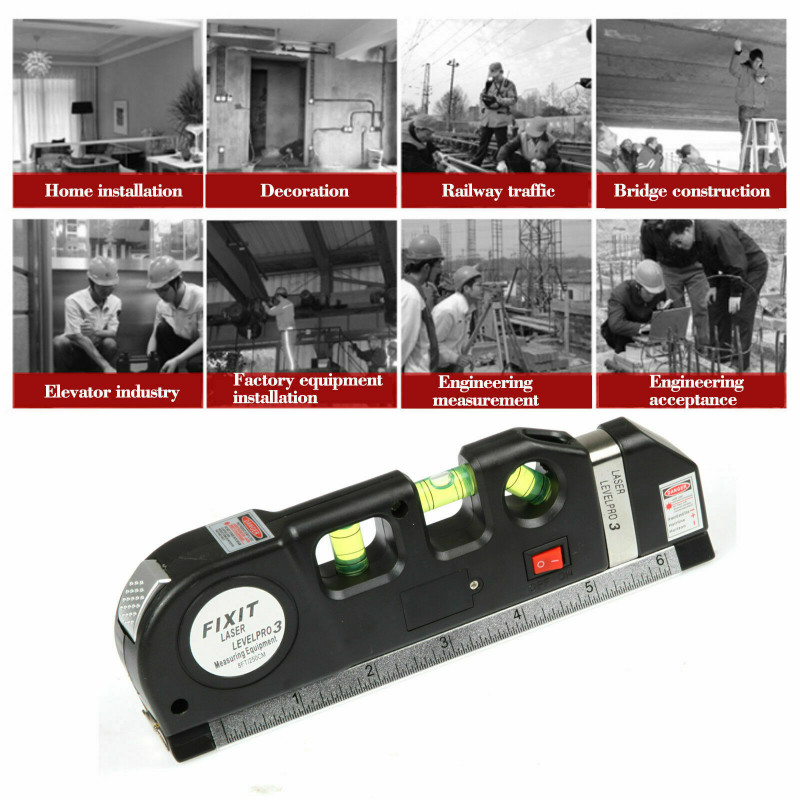 Laser Level Multipurpose Vertical Horizon Measuring Tape Aligner Ruler ...