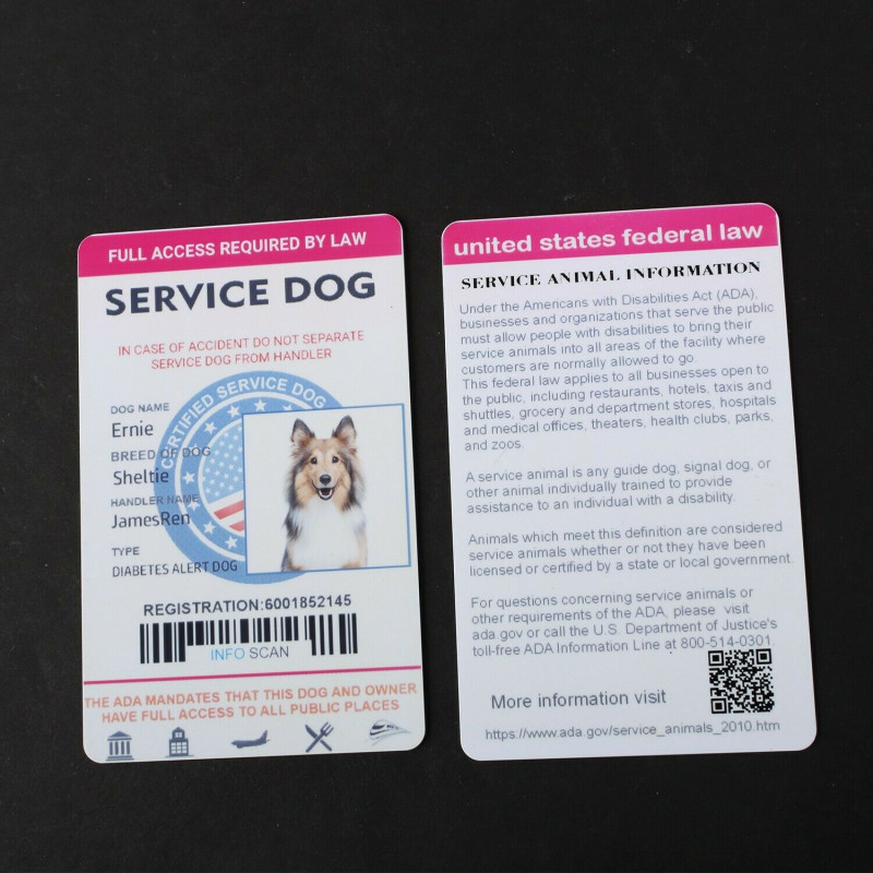 Service Dog ID Card Customized Holographic with Barcode PVC Card