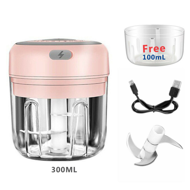 Electric 300ML Garlic Press Chopper Chili Onion Fruits Meat Mincer ...
