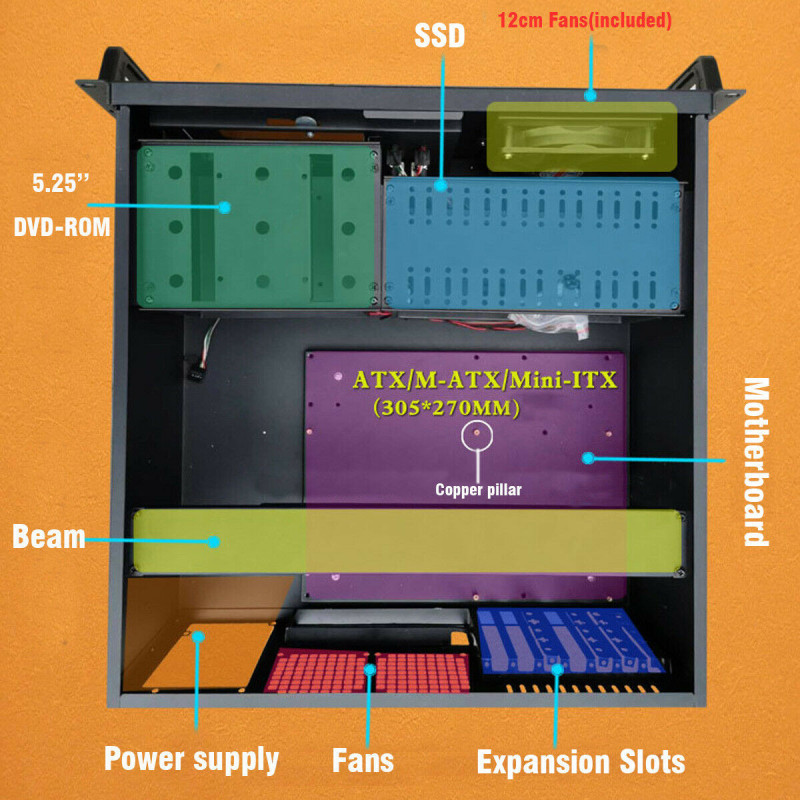 4U Rack mount Industrial Server/Computer Case with Fan