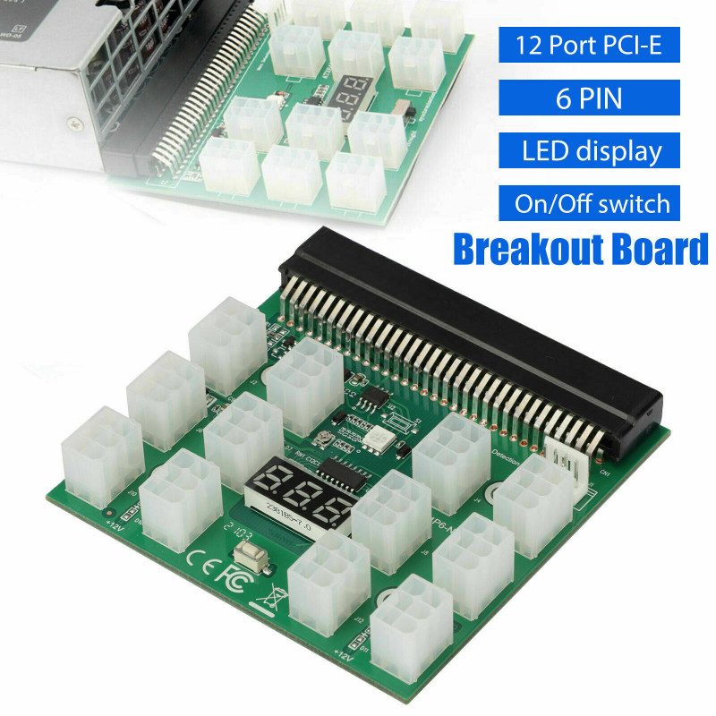 6PIN 1200W Breakout Board for HP DPS-1200QB A PSU GPU Mining Server ...