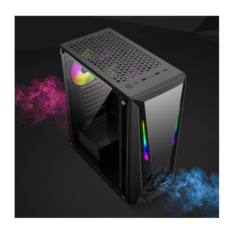 Destroyer ATX Mid Tower Desktop PC Gaming RGB Computer Case Acrylic Black Color: Black