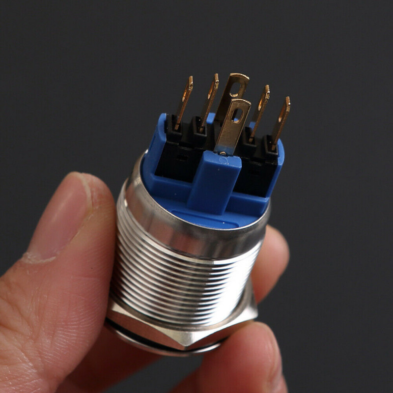 22mm Self-reset Stainless Steel Push Button Switch LED 110v/220VAC 5A ...