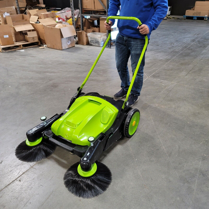 Top-grade Triple Brush Push Power Sweeper for Ground Cleaning Push Type ...