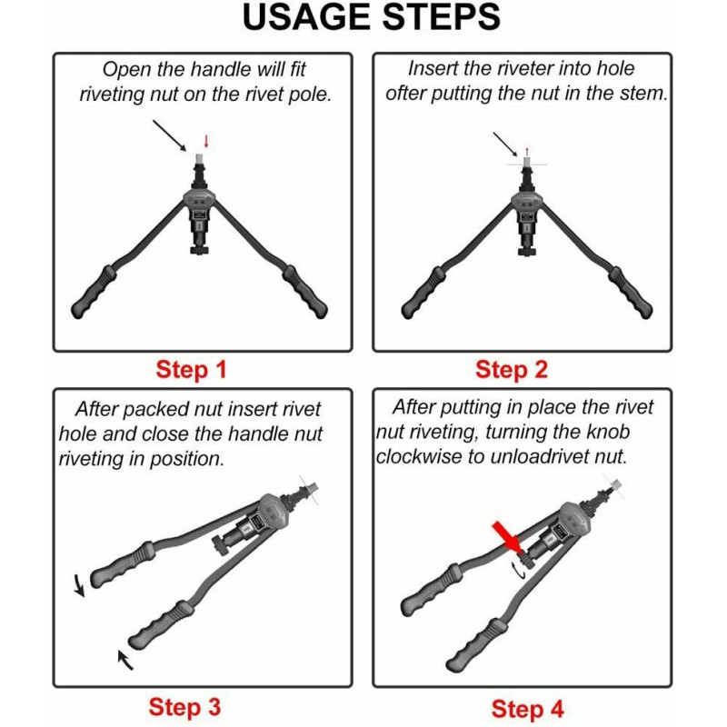 12IN Rivet nut gun kit Rivnut Tool Nut Setter thread setting nutsert ...