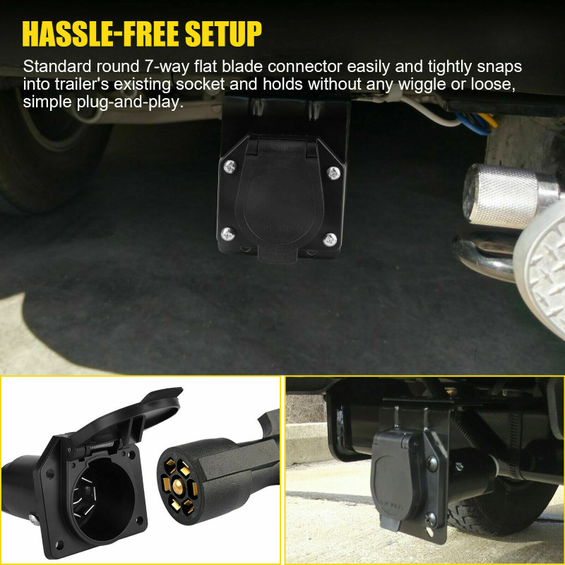 Universal 4-Way Flat to 7way Blade RV Trailer Adapter Plug w/ Bracket ...