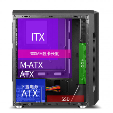 Black RGB light PC Case ATX M-ATX Mid-Tower Gaming Computer Case ...