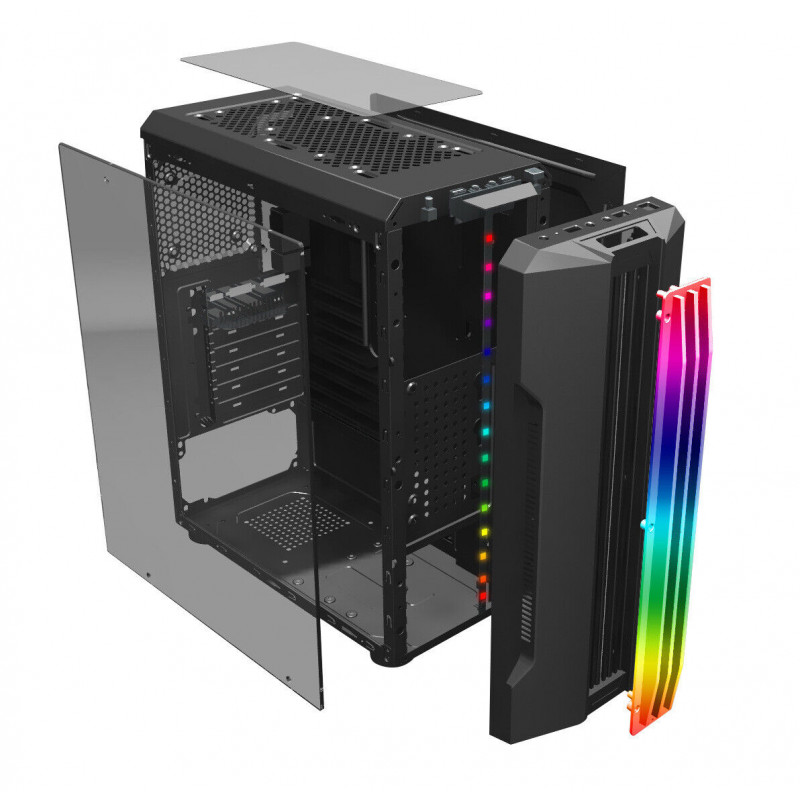 Black RGB light PC Case ATX M-ATX Mid-Tower Gaming Computer Case ...