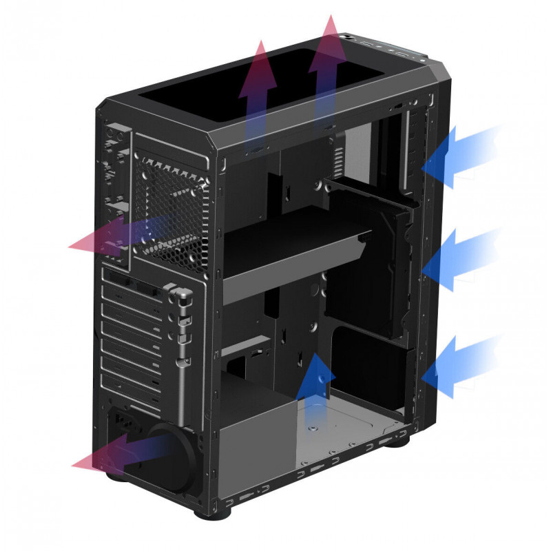 Black RGB light PC Case ATX M-ATX Mid-Tower Gaming Computer Case ...