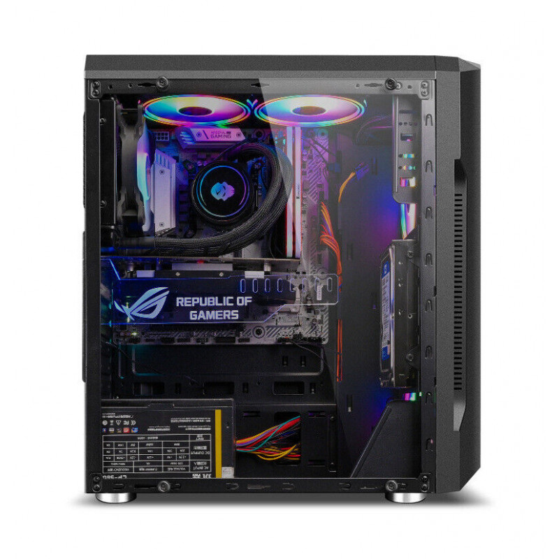 Black RGB light PC Case ATX M-ATX Mid-Tower Gaming Computer Case ...