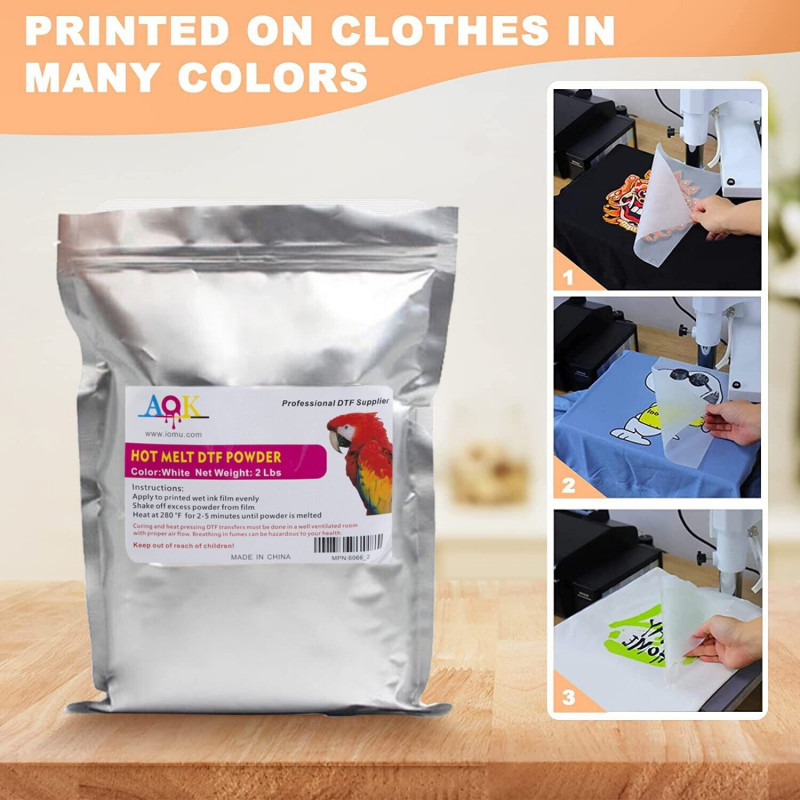 AOK DTF Powder Hot Melt Adhesive Mini Particles 2LBS Transfer Adhesive ...