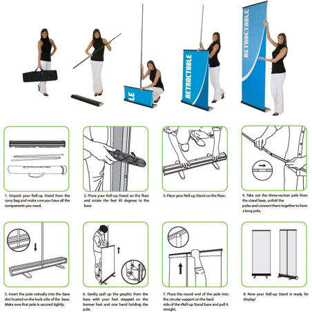 AOK Aluminum Retractable Banner 31x78 inch, Full Color, Conference ...