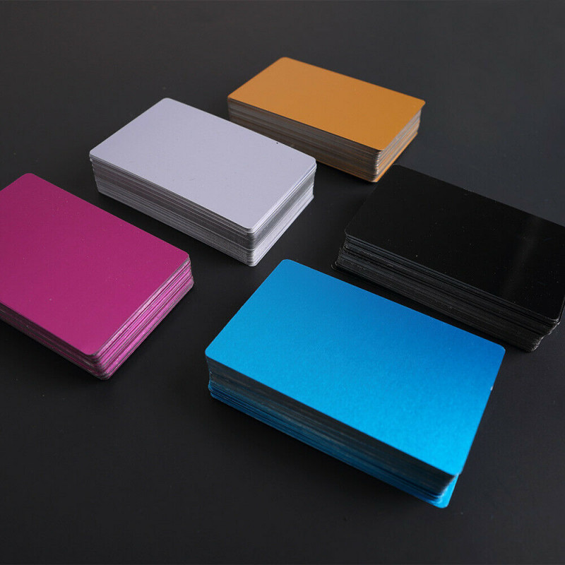Aluminum metal business cards Mixed colors 100 pcs 0.2 mm thickness