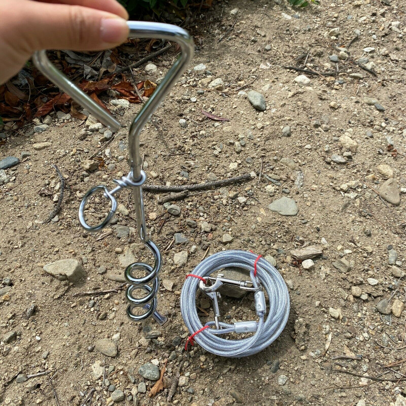 Pet Dog Spiral Tether Metal Stake Corkscrew Thick Steel Holding Cable ...