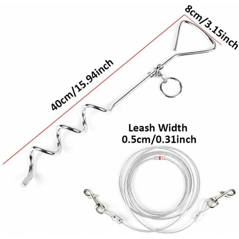 Pet Dog Spiral Tether Metal Stake Corkscrew Thick Steel Holding Cable ...