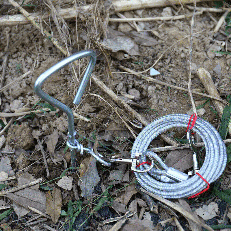 Pet Dog Spiral Tether Metal Stake Corkscrew Thick Steel Holding Cable ...